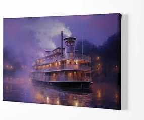 Obraz na plátně - Parník na řece Mississippi v mlze FeelHappy.cz Velikost obrazu: 180 x 120 cm