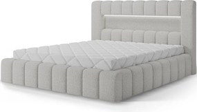 Krémová čalouněná dvoulůžková postel s úložným prostorem s roštem 180x200 cm Lamica – ELTAP