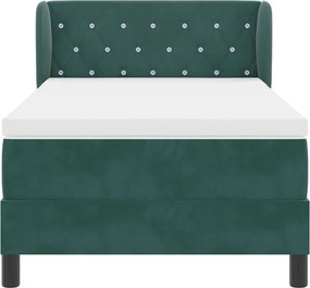Postel s boxspringem s čelo Tmavě zelená 90 x 190 cm samet 3340313