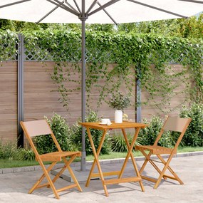 3dílný bistro set taupe textil a masivní dřevo 3281762
