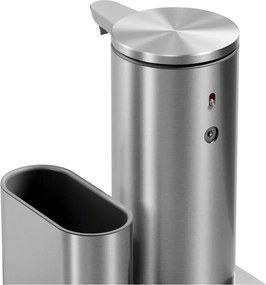 Bezdotykový kovový stojan na mycí prostředky ve stříbrné barvě – simplehuman