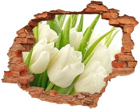 Wallmuralia Samolepící díra na stěnu Bílé tulipány 90x70 cm