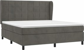 Box spring postel s matrací tmavě šedá 180x200 cm samet 3129226