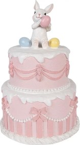 Dekorace růžový dort s králíčkem a vajíčky - Ø 18*28 cm