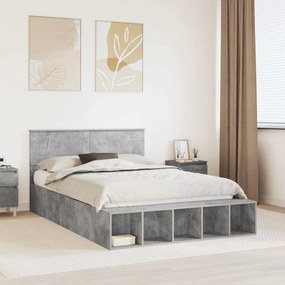 Rám postele s čelo Betonově šedá 160 x 200 cm Kompozitní dřevo 3408350