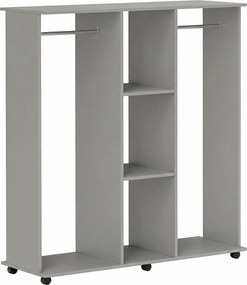 HOMCOM Šatní skříň s tyčí na oblečení, mobilní úložný nábytek 6 koleček 120 x 40 x 128 cm, šedá