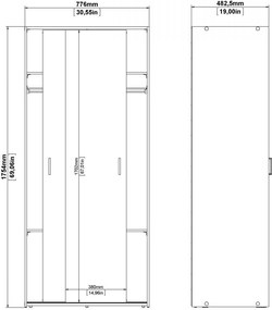 Šatní skříň Sida 77 cm s pusuvnými dveřmi bílá