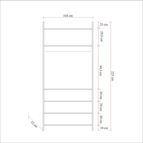 Šatní skříň Dynamic 104 cm borovice Atlantic/černá