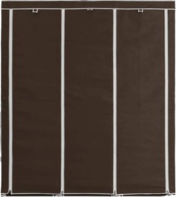 Šatní skříň s přihrádkami a tyčemi hnědá 150x45x175 cm textil 282454