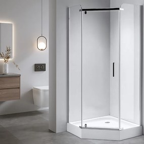 BPS-koupelny Pětiúhelníkový sprchový kout HYD-PK91A 80x80 cm chrom/transparent + vanička HYD-PSV-SXL07A bílá