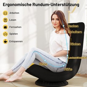 Costway Otočné křeslo na zem s nastavitelným opěradlem, žluté