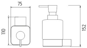 Nástěnný dávkovač tekutého mýdla hranatý, keramický, chrom, pumpa mosaz NIMCO KIBO Ki 14031K-T-26