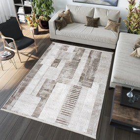 Designový vintage koberec s geometrickými vzory v hnědých odstínech Šířka: 200 cm | Délka: 300 cm