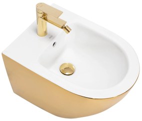 Závěsný bidet REA CARLO MINI, bílá/zlatá