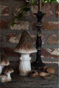Béžovo-hnědá keramická dekorace houba Mushroom - Ø 12*22 cm