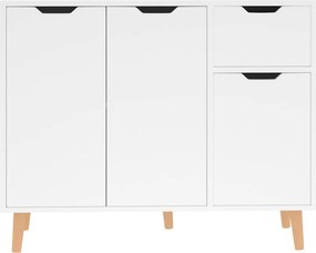 Příborník bílý s vysokým leskem 90x30x72 cm kompozitní dřevo 326819