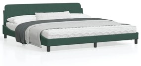 Rám postele s čelem tmavě zelený 200x200 cm samet