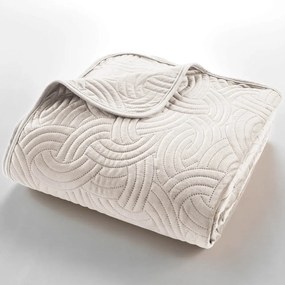 Krémový sametový set přehozu a povlaku na polštář 240x260 cm Solange – douceur d'intérieur