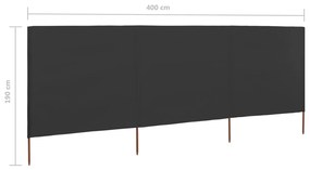 vidaXL Marketos 3dílná zástěna proti větru látková 400 x 160 cm antracitová