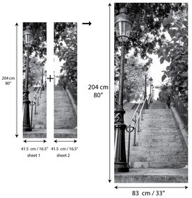 Adhezivní samolepka na dveře Ambiance Parisian Stairs