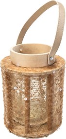 Lucerna s flitry NATUR GLAM 21 cm, přírodní