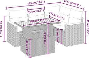 5dílná zahradní sedací souprava s poduškami béžová polyratan 3273061