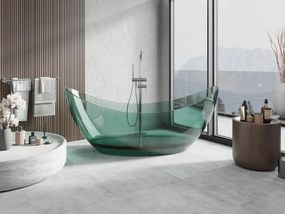 Mexen Vea průhledná volně stojící vana teal 180 x 80 cm, chromová výpusť - 58091808011