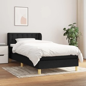vidaXL Box spring postel s matrací 90x200 cm textil [3127098] Barva: Černá