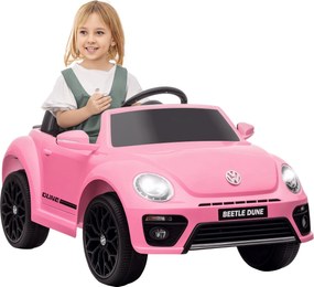 Dětské elektrické auto AIYAPLAY 12V Volkswagen Beetle s dálkovým ovládáním 2.4G, hudbou, klaksonem, elektrické vozidlo s LED světly, USB/MP3 připojení