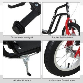 HOMCOM Dětská koloběžka Scooter Městská koloběžka od 5 let s 12palcovými pneumatikami v černé barvě 120x58x75-80 cm pro bezpečnou zábavu při jízdě | …