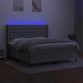 Box spring postel s matrací a LED světle šedá 180x200 cm textil 3138653