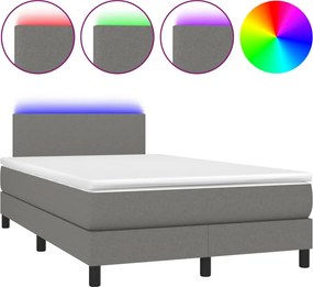 Box spring postel s matrací a LED tmavě šedá 120x190 cm textil 3270026