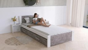 Maxi Postel z masivu Iris 90x200 cm, Bílá/BETON