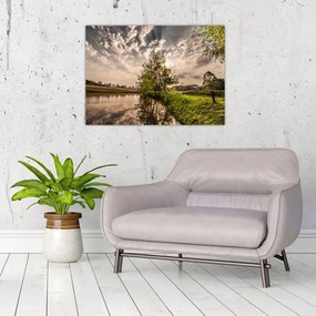 Skleněný obraz přírody s paprsky (70x50 cm)