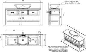 SAPHO BRAND retro umyvadlová skříňka 160x73x50cm, mořený smrk BA161S
