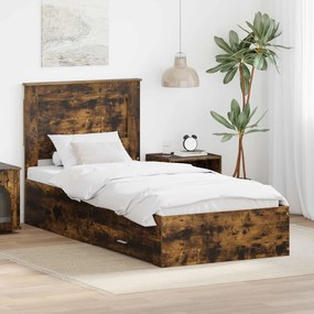 Rám postele s čelo Kouřový dub 90 x 190 cm Kompozitní dřevo 3410362