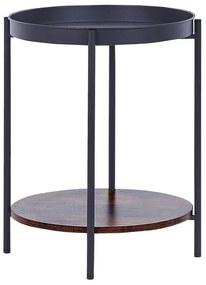 Odkládací stolek tmavé dřevo/černá ⌀ 41 cm BORDEN Beliani