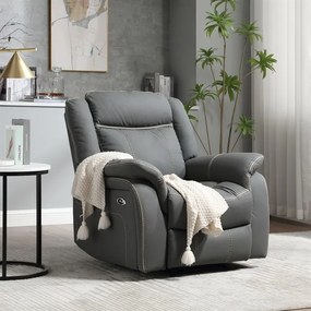 Polohovací křeslo, elektrické zabudované ovládání, šedá, ekokůže, TV-4119 GREY Barva: šedá