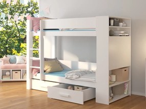 Patrová postel s úložným prostorem Garet - 80x180 cm : Bílá Bílá 
80x180 cm