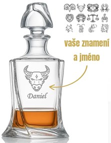 Dekorant Karafa na whisky Quadro se znamením zvěrokruhu a jménem 770 ml