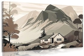 Obraz skandinávská chata v horách - 60x40