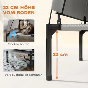 PawHut 23cm Vyvýšená Běžecká Postel pro Psy s Odnímatelným Krytem na 3 Stranách, Velká Prodyšná Ocelová Postel pro Psy se Skládací Taškou, 122x92x94c…
