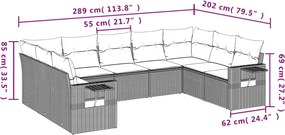 9dílná zahradní sedací souprava s poduškami béžová polyratan 3252936