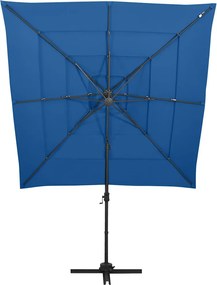 4stupňový zahradní slunečník hliníková tyč azurový 250 x 250 cm 313827