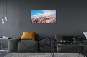 Obraz na skle Řecko panorama města západu slunce 100x50 cm