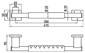 Emco System 2 - Madlo k vaně 415 mm, černá-chrom 357021200