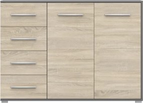 IDZ Komoda FRIDA 2D4S 01, 135 cm Dub Sonoma / Grafit