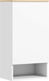 HOMCOM Koupelnová skříňka, nástěnná skříňka s dveřmi, nastavitelnými policemi, rozměry 40 x 27 x 77 cm, bílá | Aosom