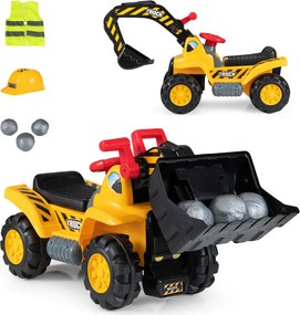 Costway 3 v 1 Dětský bagr a buldozer Dětský pojízdný vůz s odnímatelnou lopatou