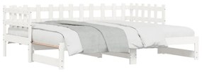 Výsuvná postel bílá 2x (90 x 200) cm masivní borovice